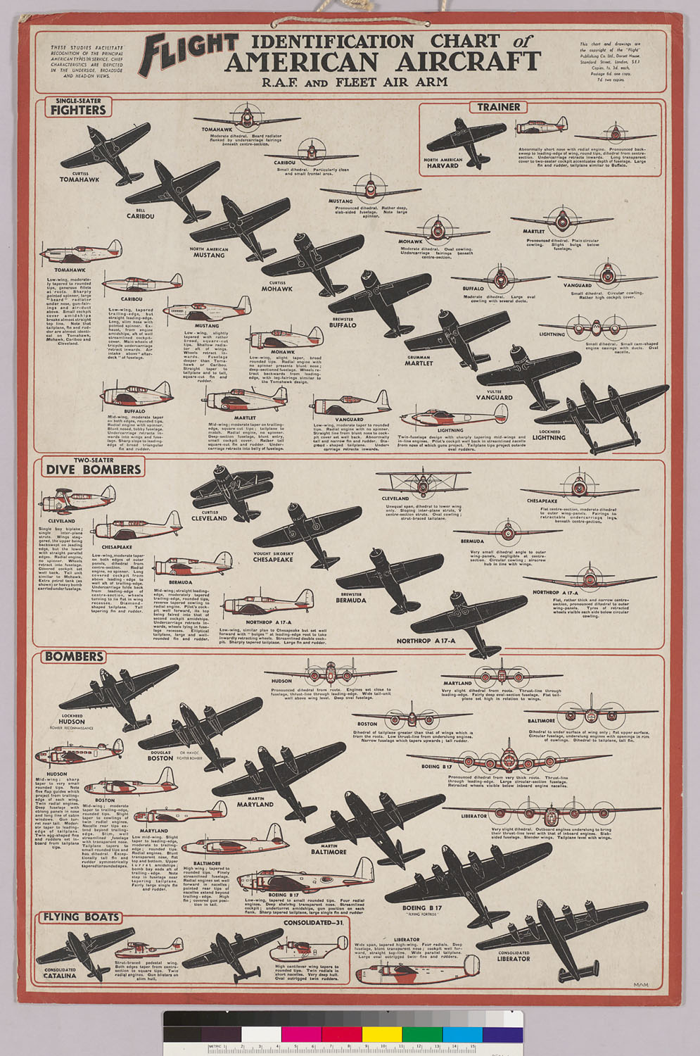 Flight Identification Chart of American Aircraft- R.A.F and Fleet Arm ...